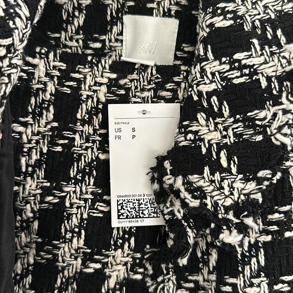 H&M | Jackets & Coats | Nwt Hm 34 Sleeve Black And White Tweed Jacket ...